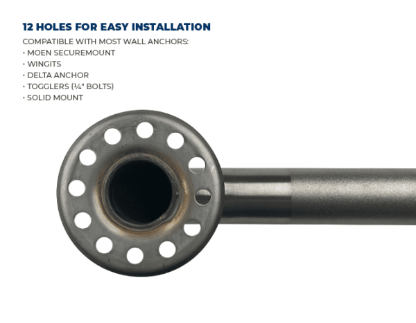 Grab Bar Underside Flange - Peened - GrabBars.com